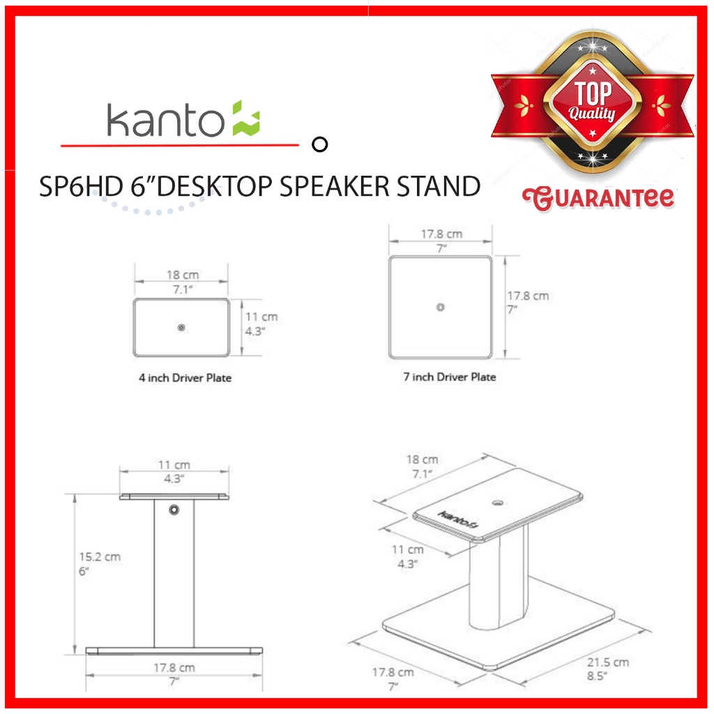 Kanto 6 Inches Desktop Speaker Stands - SP6HD - Audio Concept