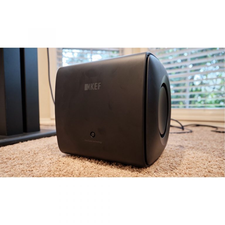 KEF KC62 Ultra Compact 1000W RMS Subwoofer (Carbon Black / Mineral White/Titanium Grey)+Free ...