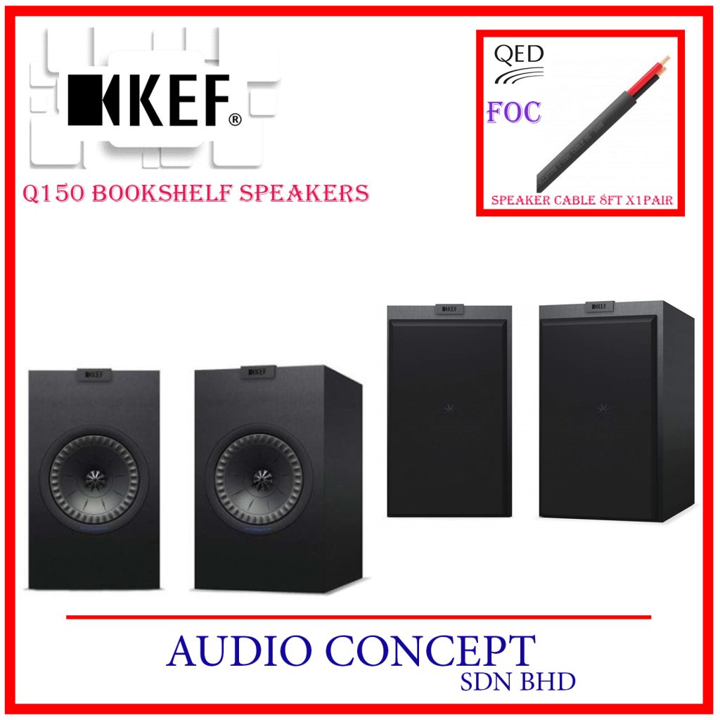 KEF Q150 Bookshelf Speaker (Black/White)+Free Gift - Audio Concept