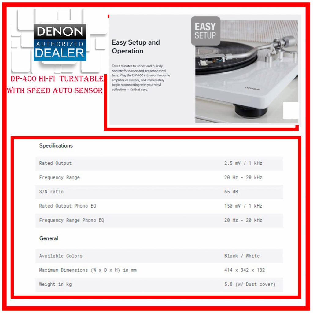 Denon DP-400 Hi-Fi Turntable With Speed Auto Sensor - Audio Concept