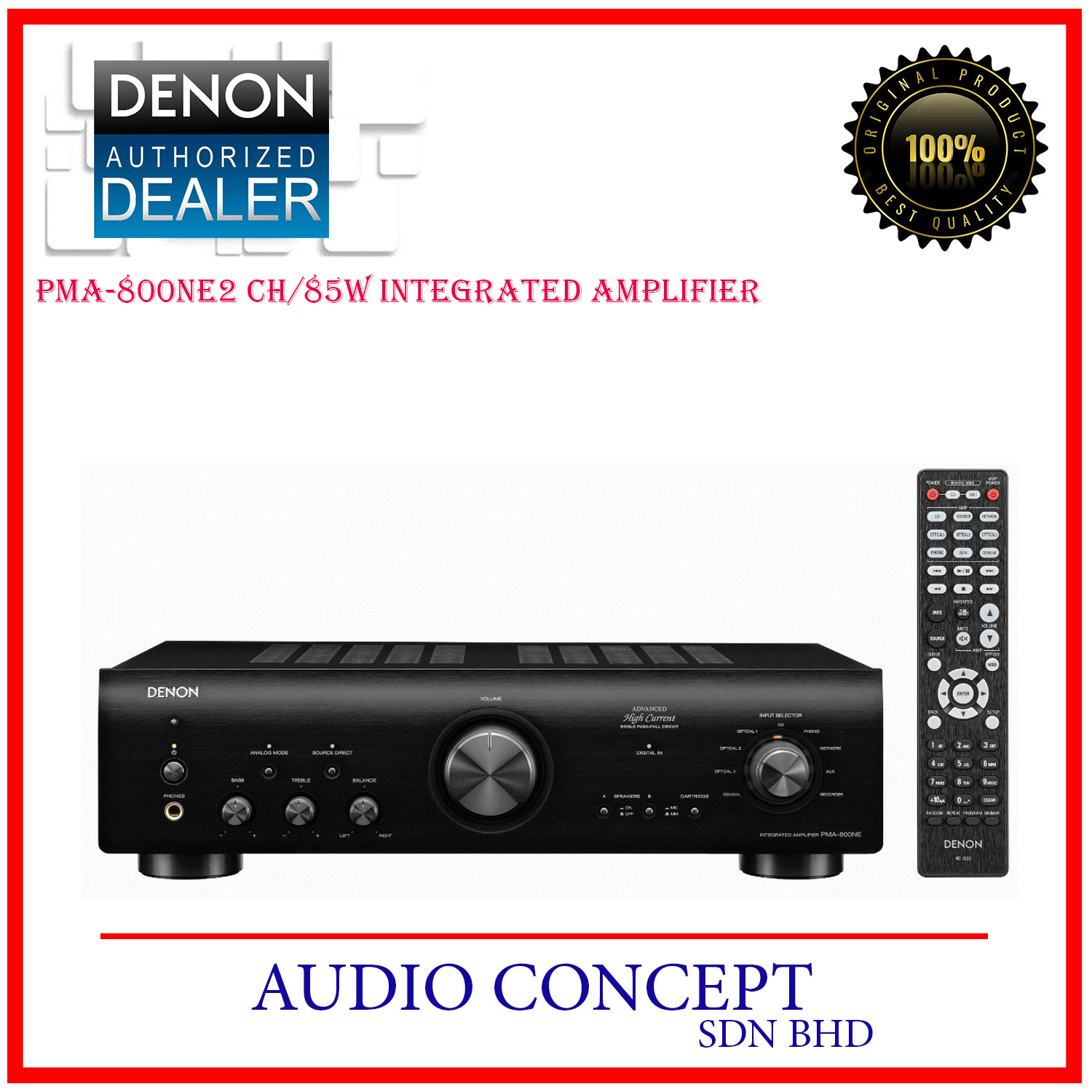 Denon PMA-800NE Integrated Amplifier with 85W Power/Channel - Audio Concept