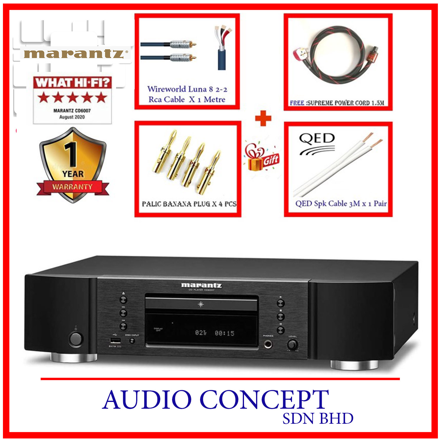 Marantz CD6007 CD Player + Free Gift - Audio Concept