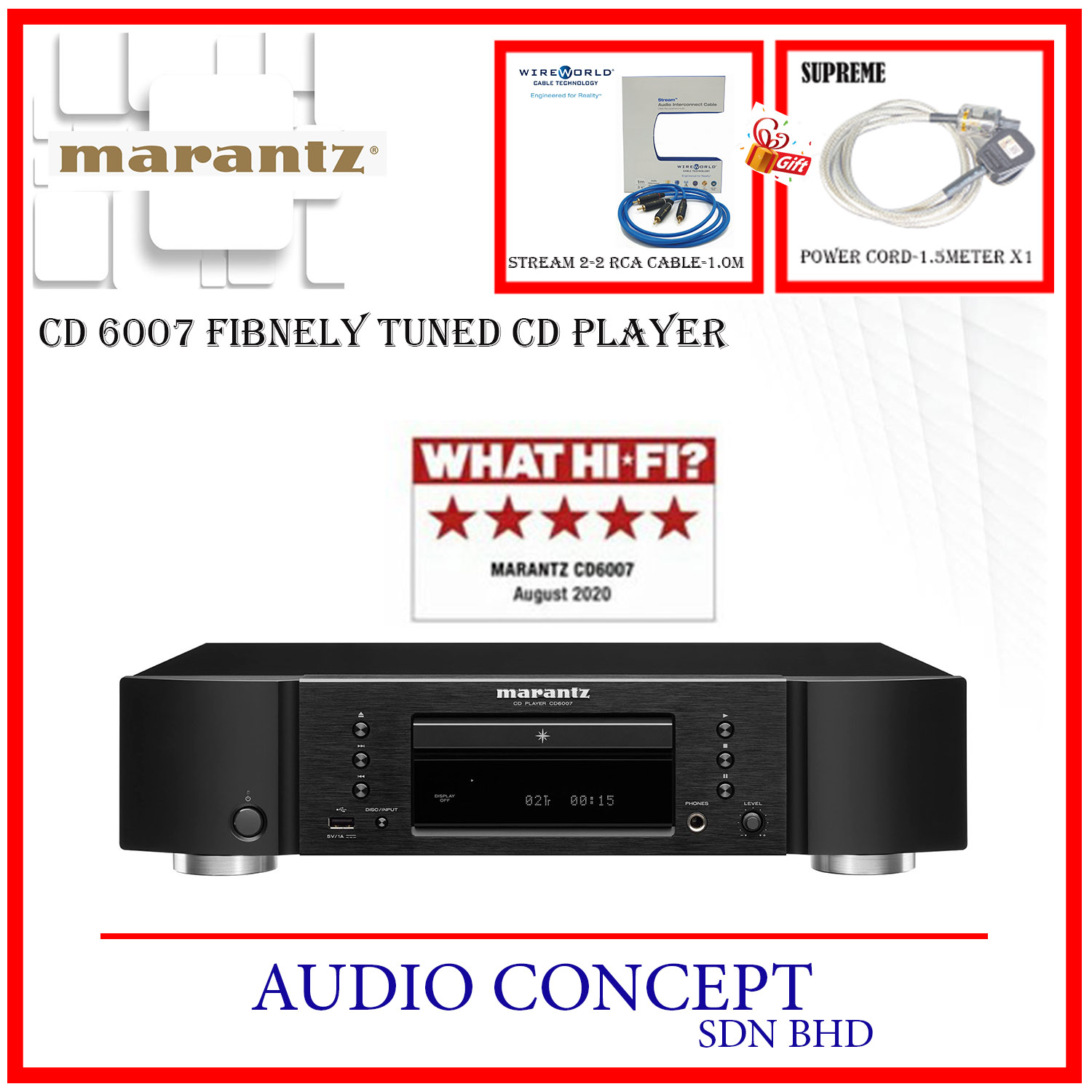 Marantz CD6007 CD Player + Free Gift - Audio Concept