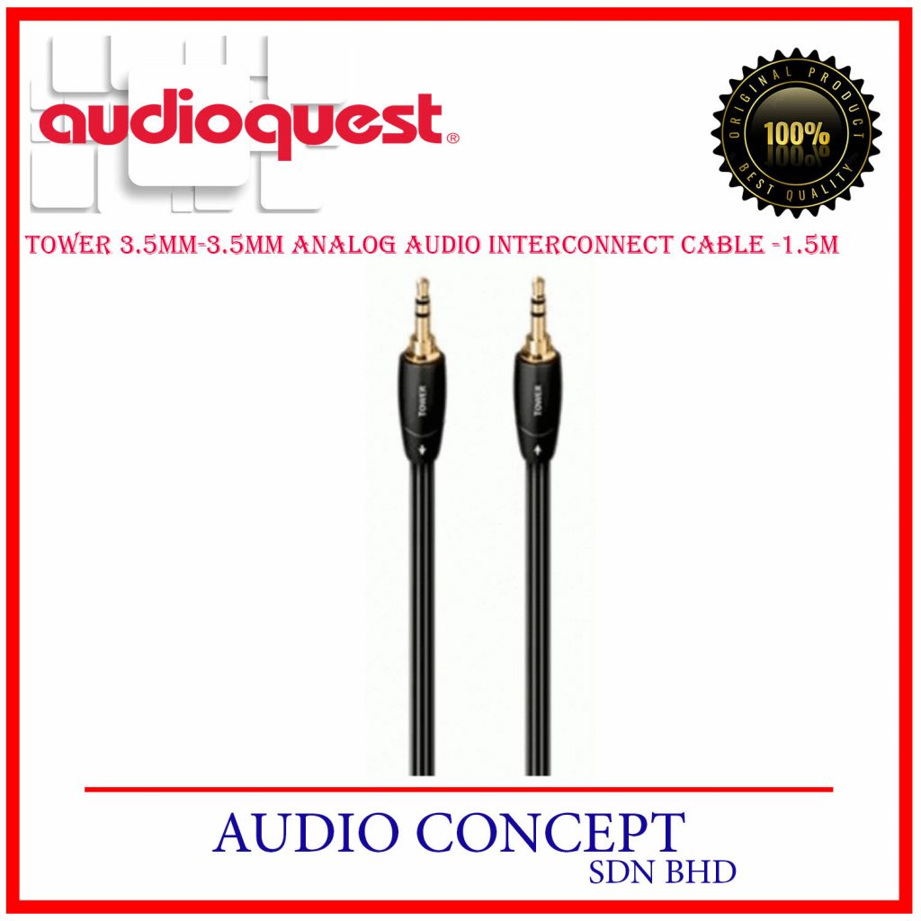 AudioQuest Tower 3.5mm-3.5mm Analog Audio Interconnect Cable-1.5Meter ...