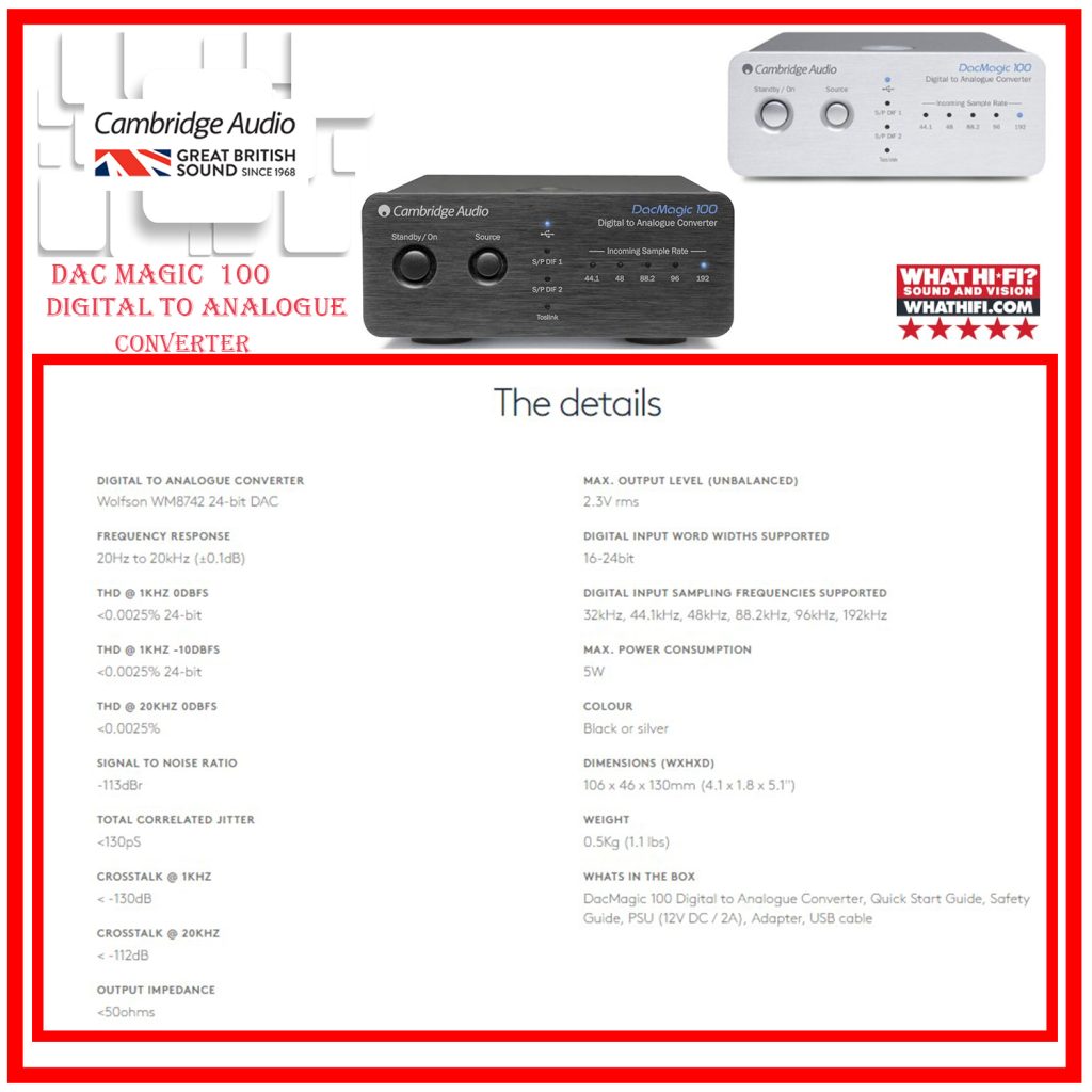 Cambridge Audio DacMagic 100 Stereo DAC with Asynchronous USB Input ...