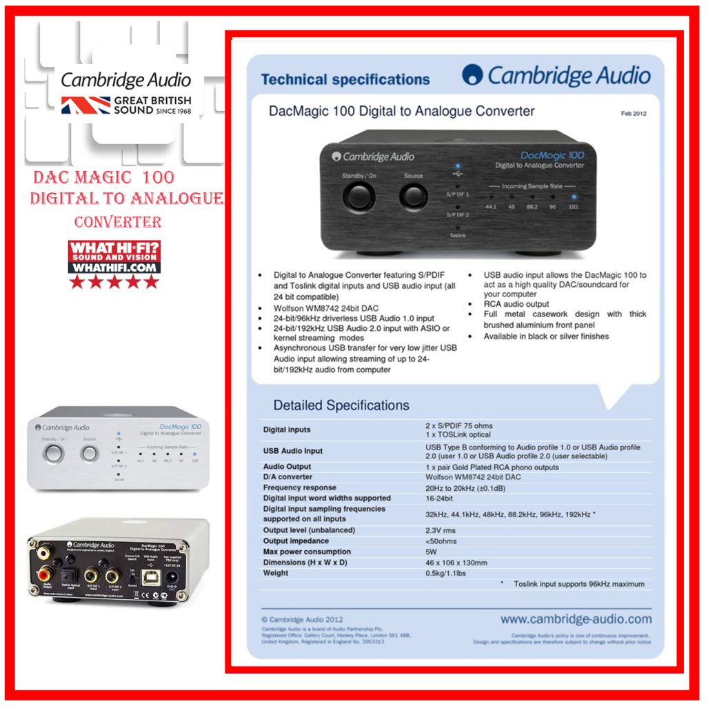 Cambridge Audio DacMagic 100 Stereo DAC with Asynchronous USB Input ...