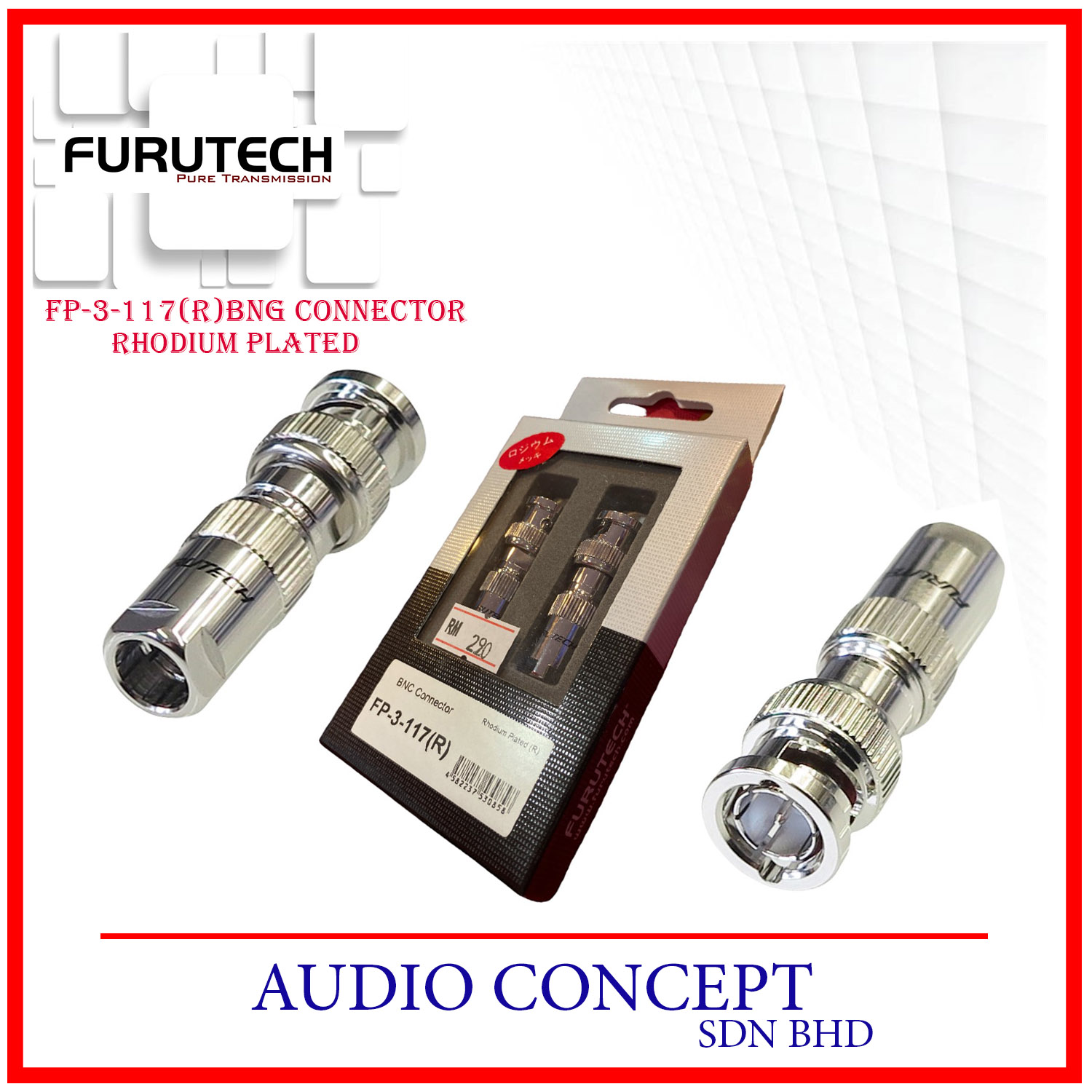 Furutech FP-3-117(R)BNC Connector Rhodium Plated - Audio Concept