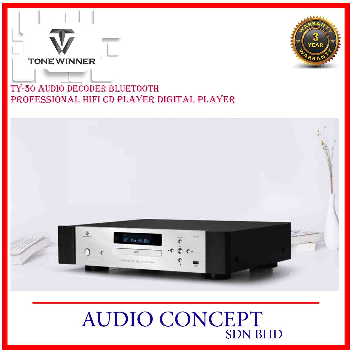 Tonewinner TY-50 Audio Decoder Bluetooth Professional HIFI CD Player ...