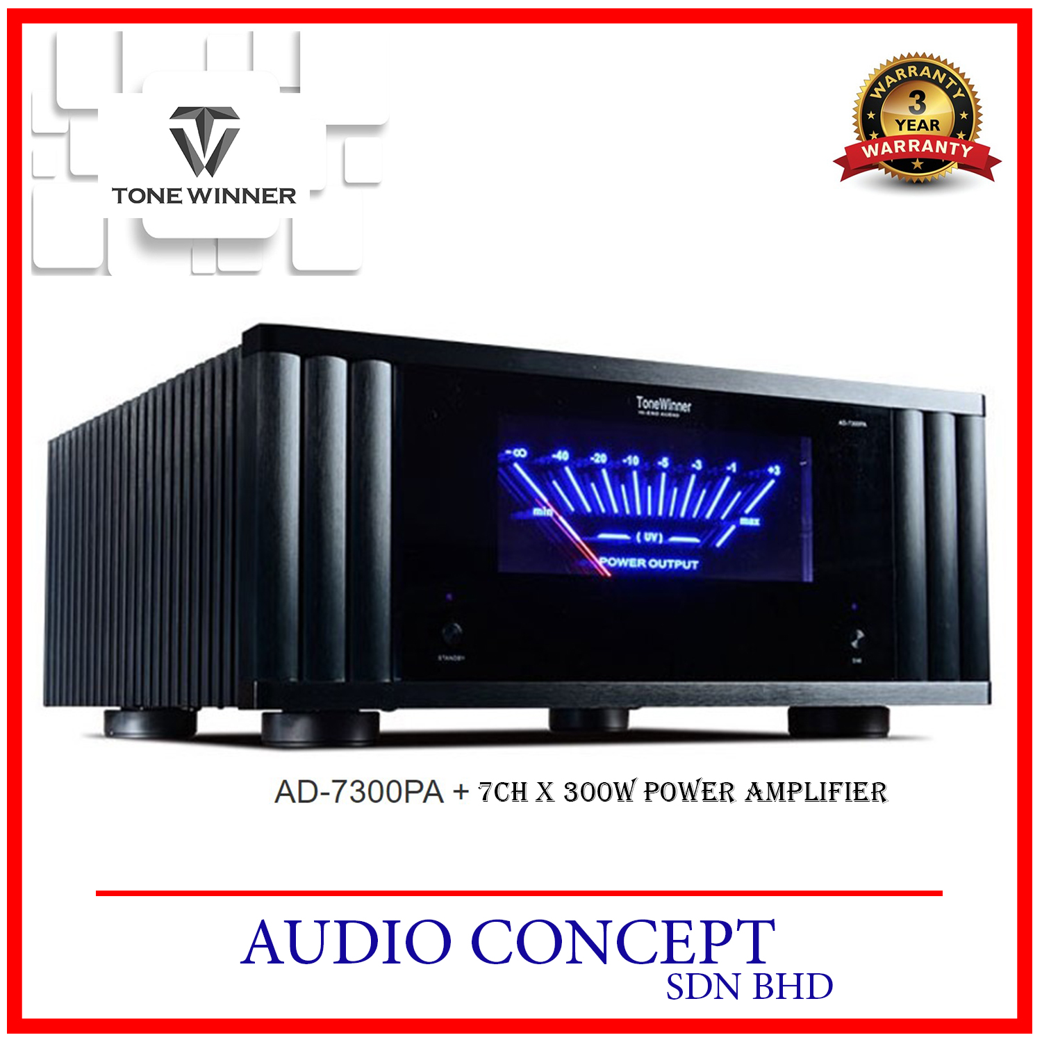 ToneWinner AD-7300PA+ 7CH X 300W Power Amplifier - Audio Concept