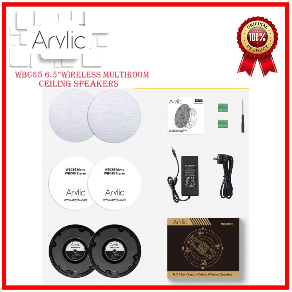 Arylic WBC65 6.5" Wireless Multiroom Ceiling Speaker (Pair) - Audio Concept