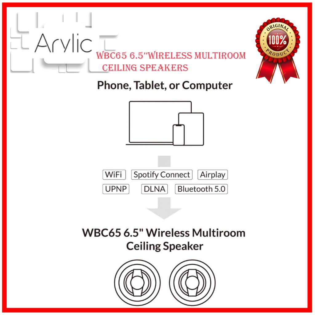Arylic WBC65 6.5" Wireless Multiroom Ceiling Speaker (Pair) - Audio Concept