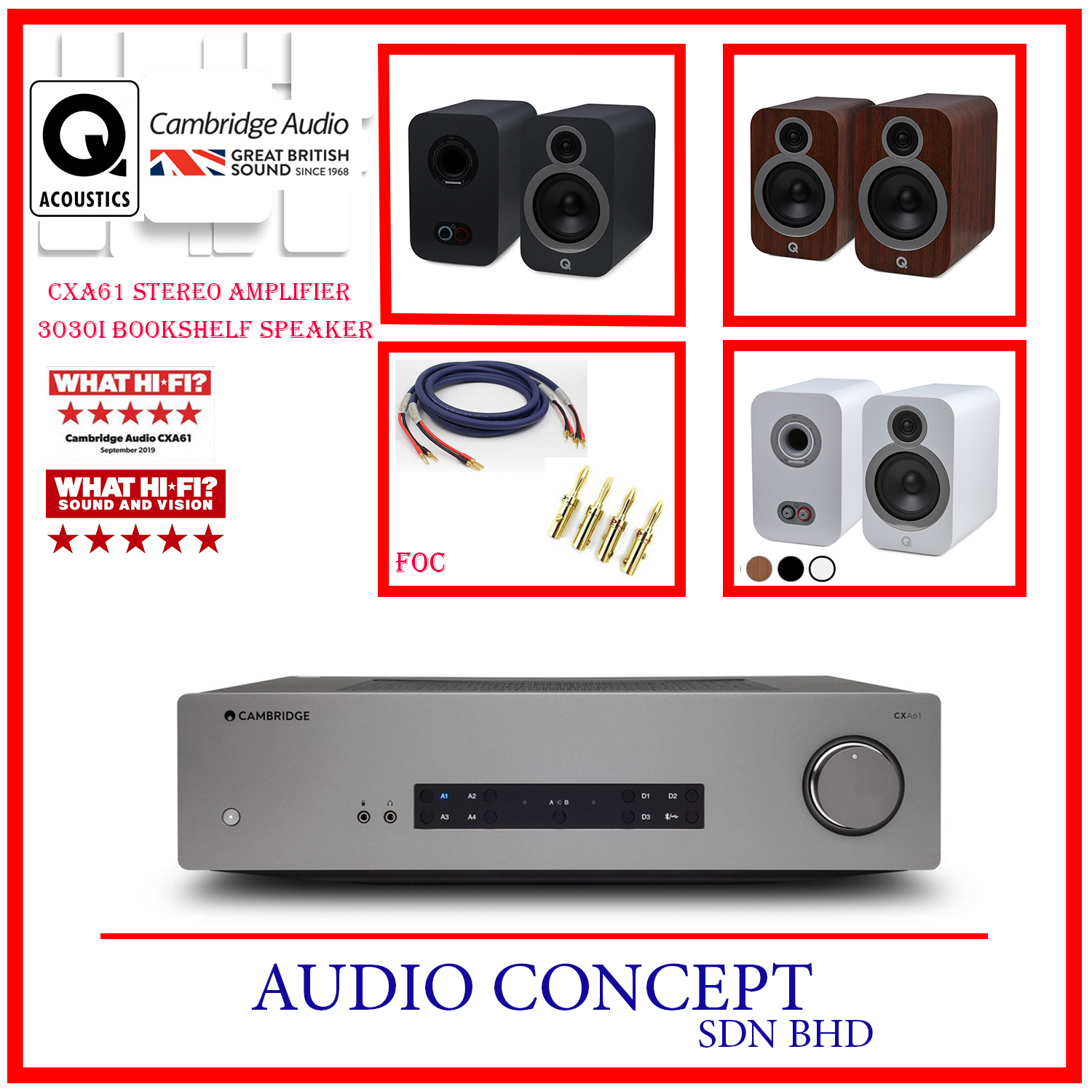 Cambridge Audio CXA61 Amplifier + Q Acoustics 3030i Bookshelf Speaker ( Package Promotion ...