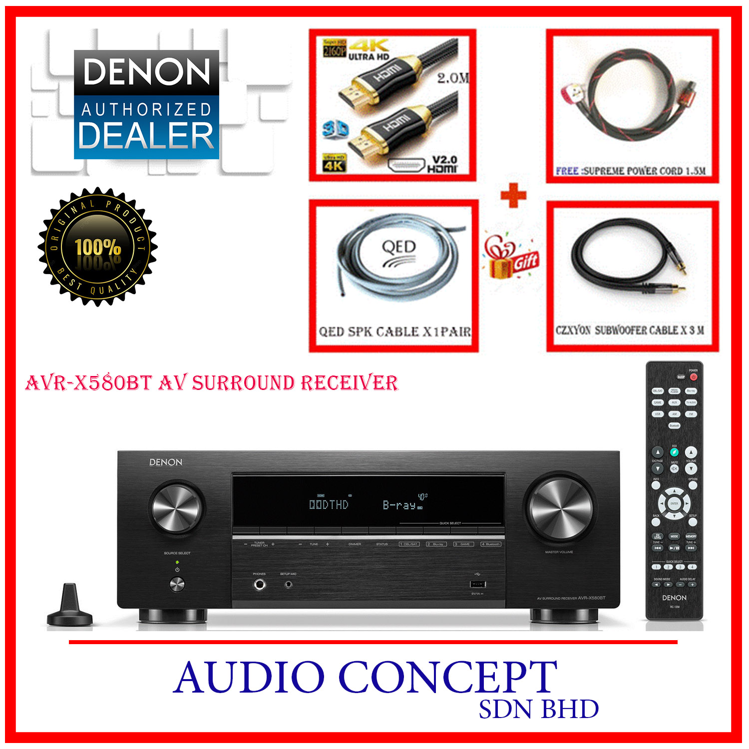 Denon AVR-X580BT AV Surround Receiver - Audio Concept