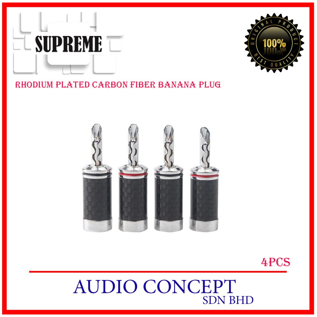 Supreme Rhodium Plated Carbon Fiber Banana Plug - Audio Concept
