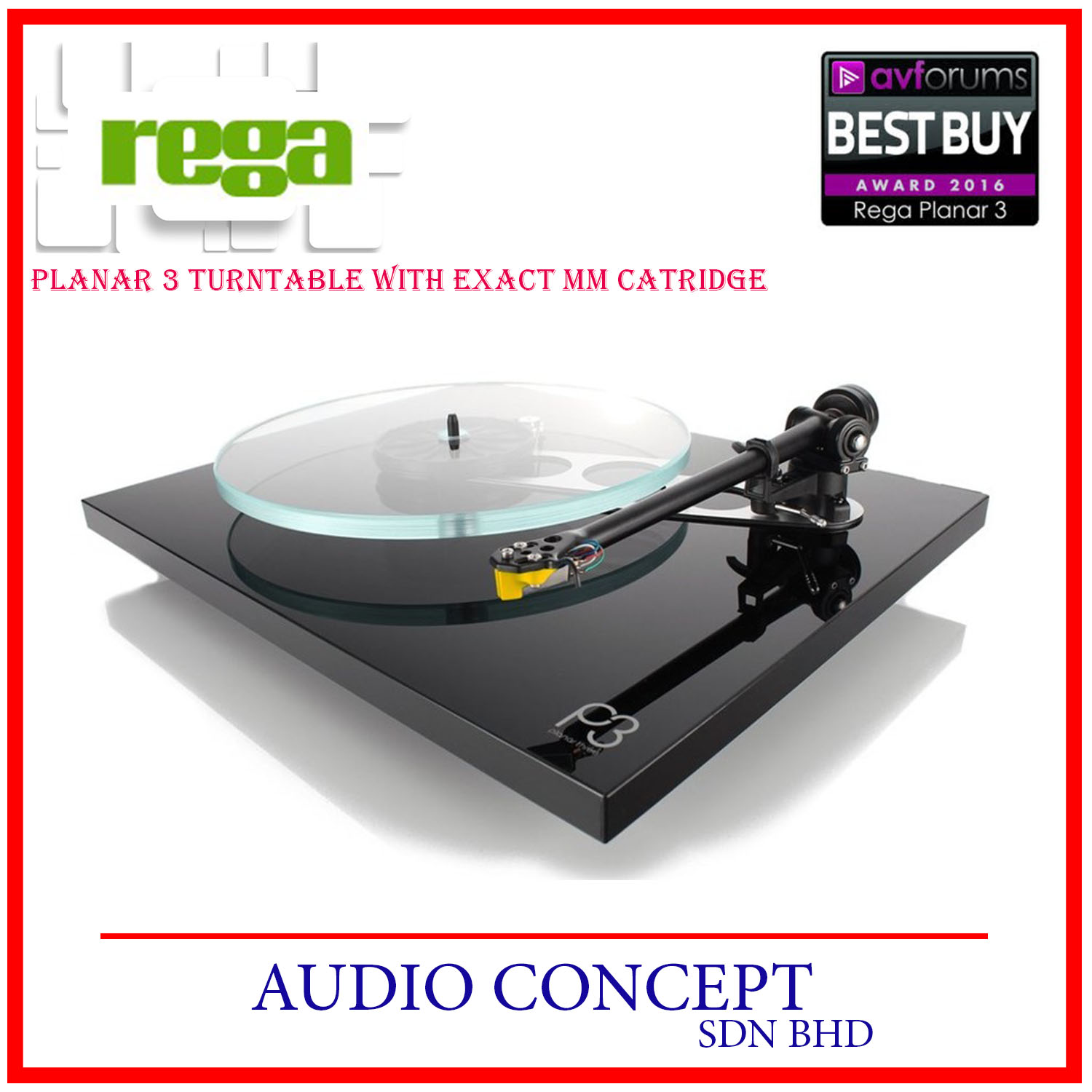 Rega Planar 3 Turntable With Exact MM Catridge - Audio Concept