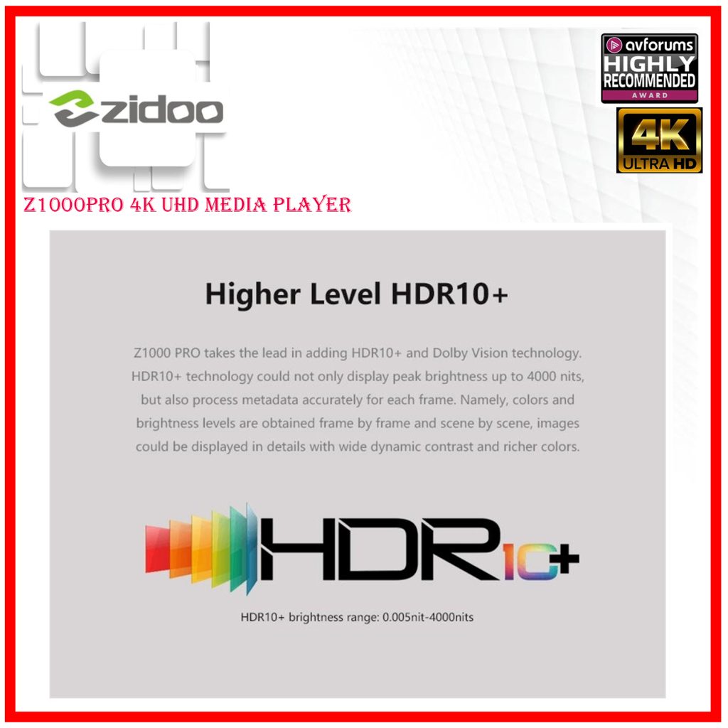 Zidoo Z1000pro 4K UHD Media Player - Audio Concept