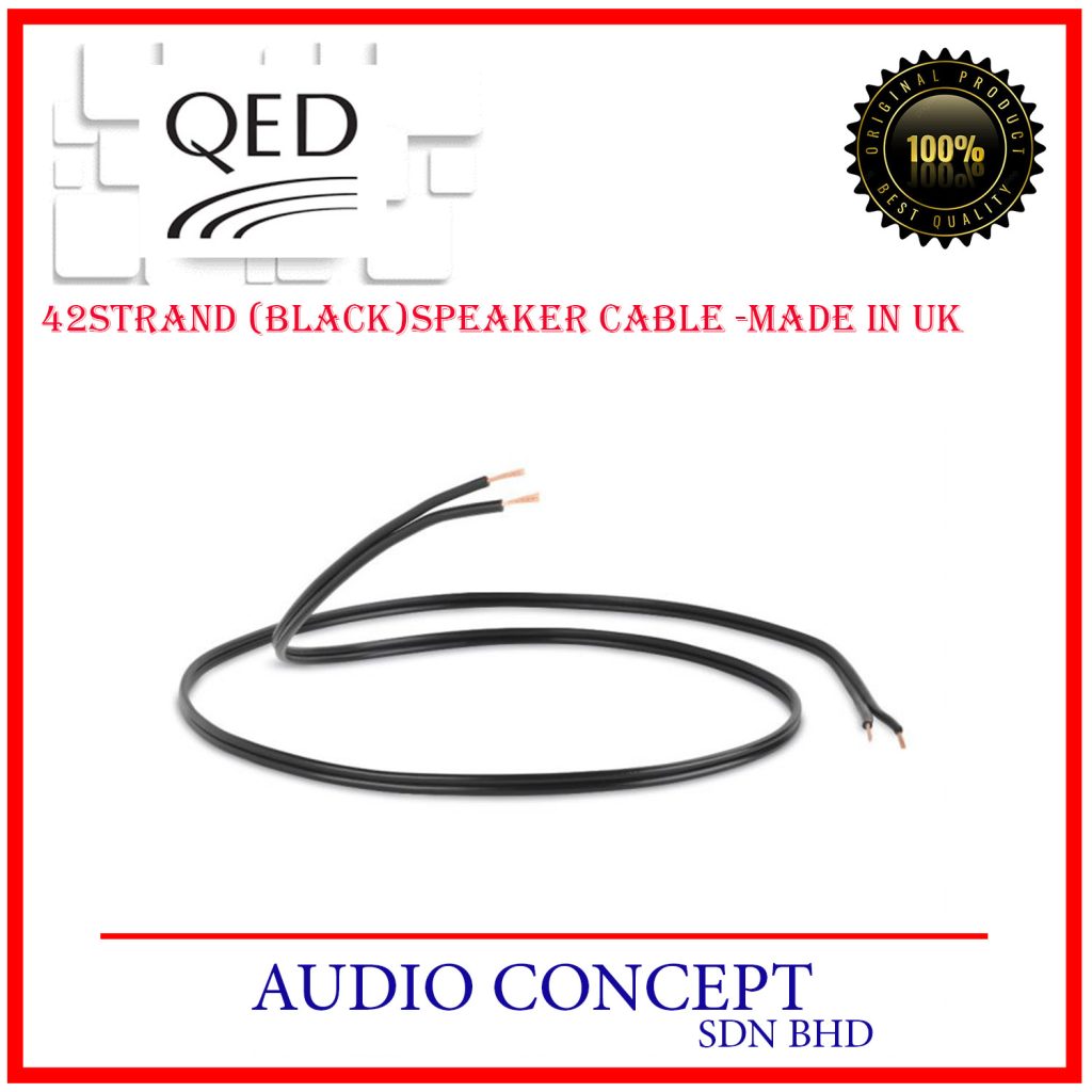 QED 42 Strand (Black) Speaker Cable(Made In UK) (1-20m) - Audio Concept