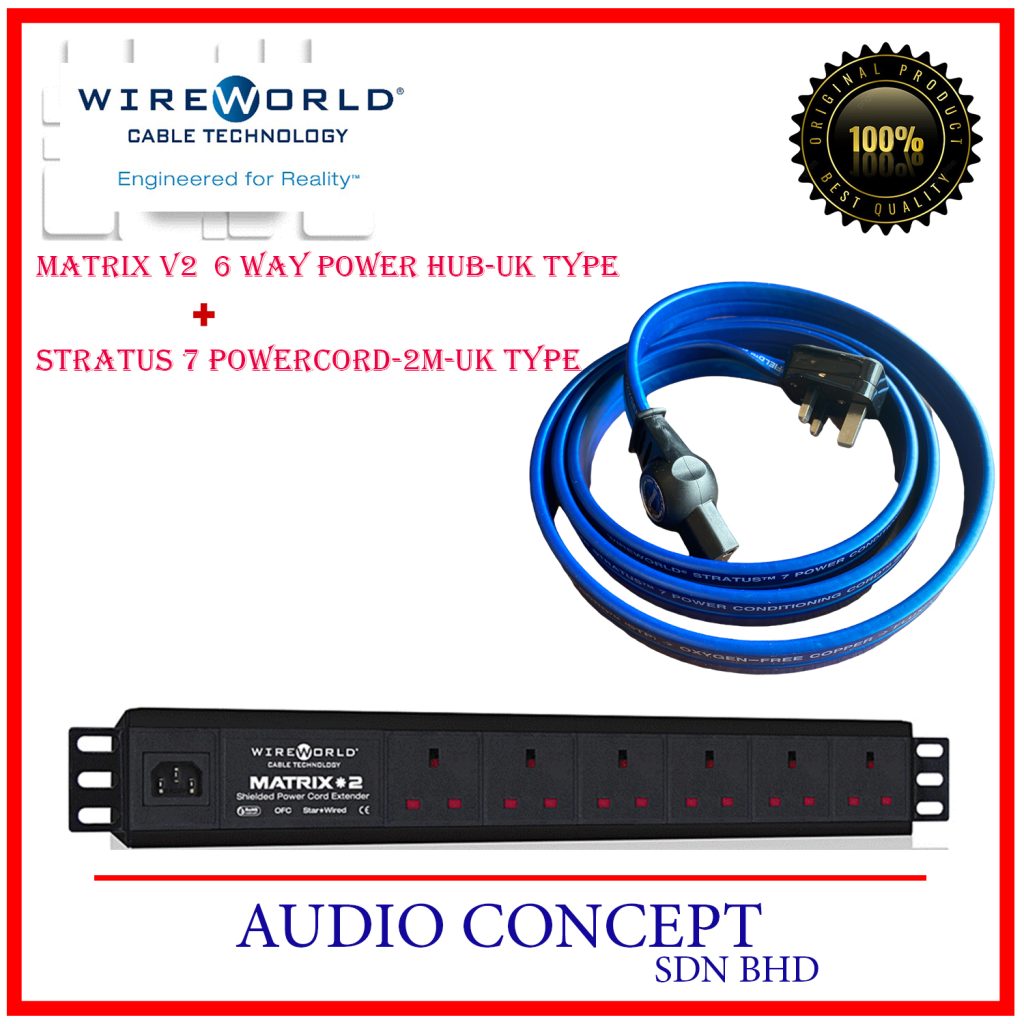 WireWorld Matrix V2 6 Way Power Hub (US/ UK Type)+Wireworld Stratus 7 ...