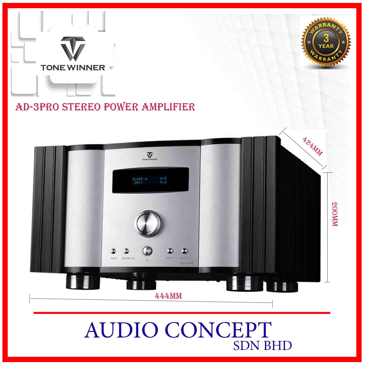 ToneWinner AD-3PRO Stereo Power Amplifier (Class A) - Audio Concept