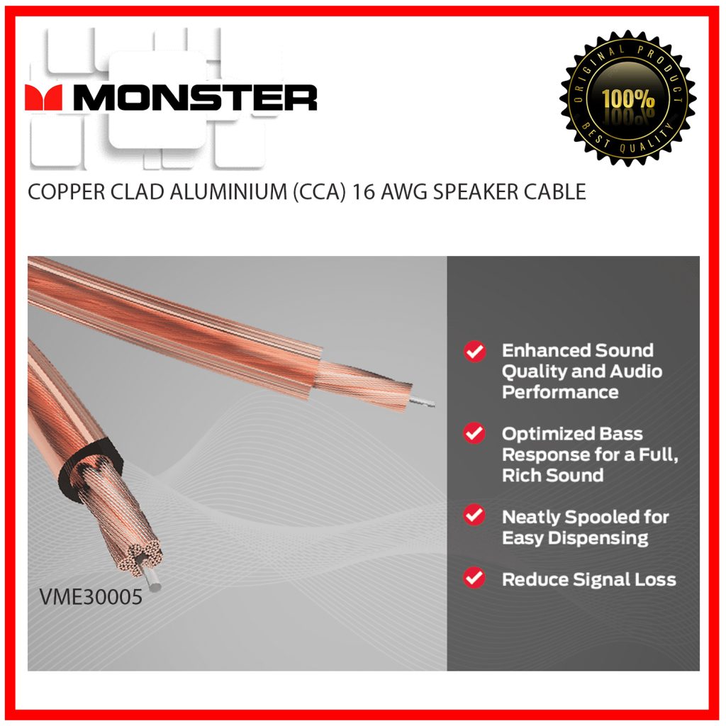 Monster Copper Clad Aluminium (CCA) 16 AWG Speaker Cable - Audio Concept