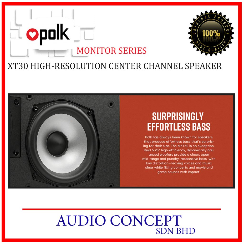 Polk Audio Monitor XT30 High-Resolution Center Channel Speaker - Audio ...
