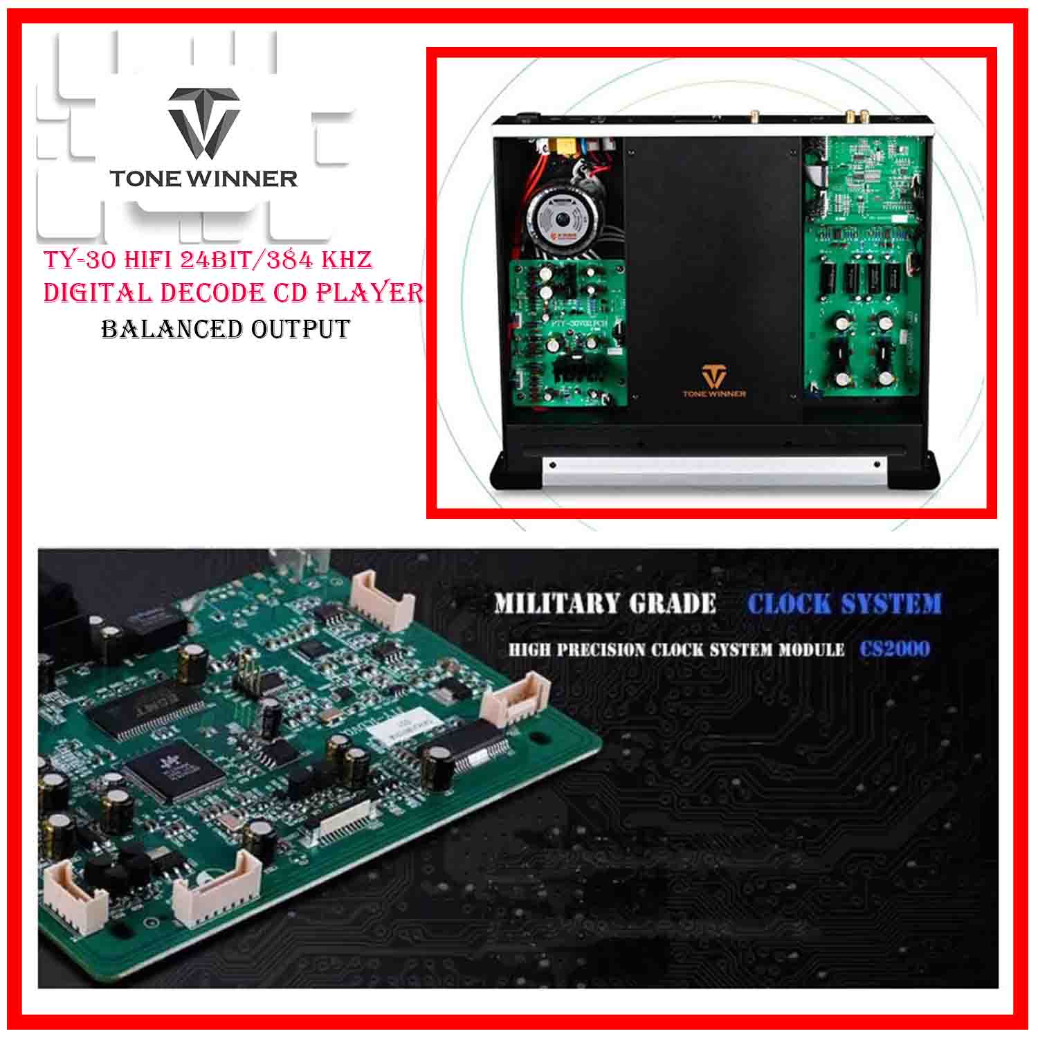 ToneWinner TY-30 HIFI CD Player (Balanced Output,24bit/384KHz Digital ...