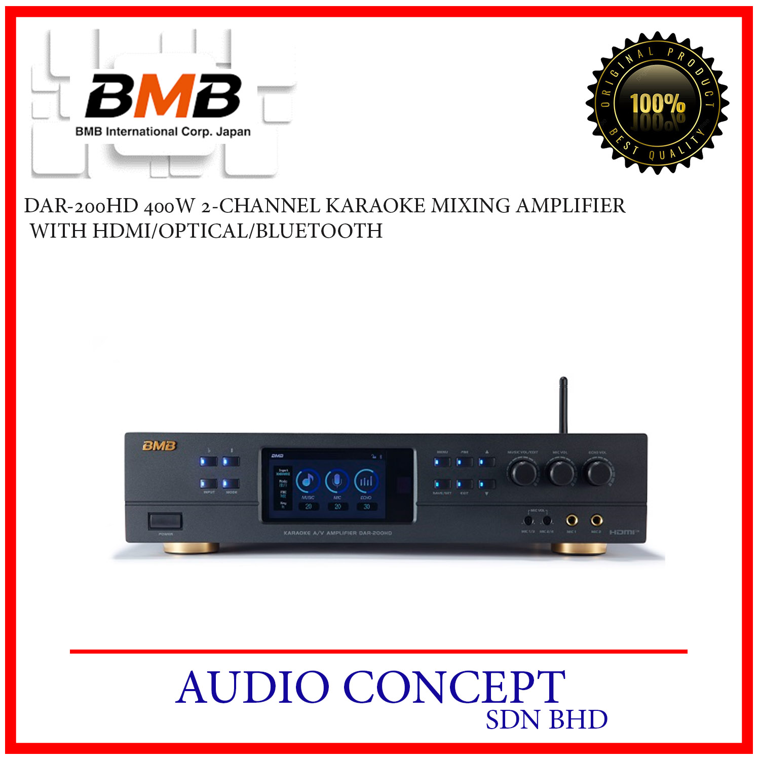 BMB DAR-200HD (200W) 2-Channel Karaoke Mixing Amplifier - Audio Concept